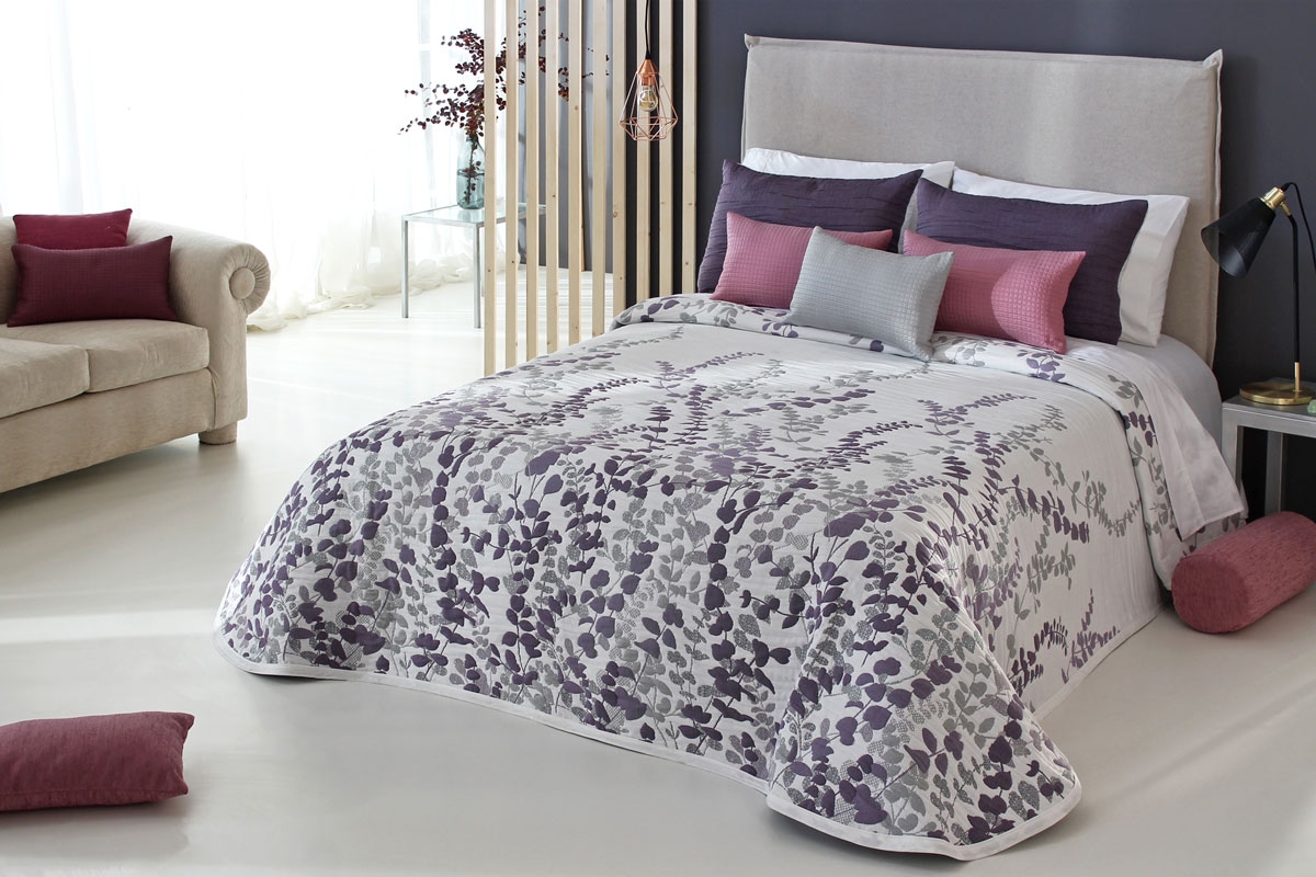 Couvre lit CORDOBA violet / ivoire - REIG MARTI