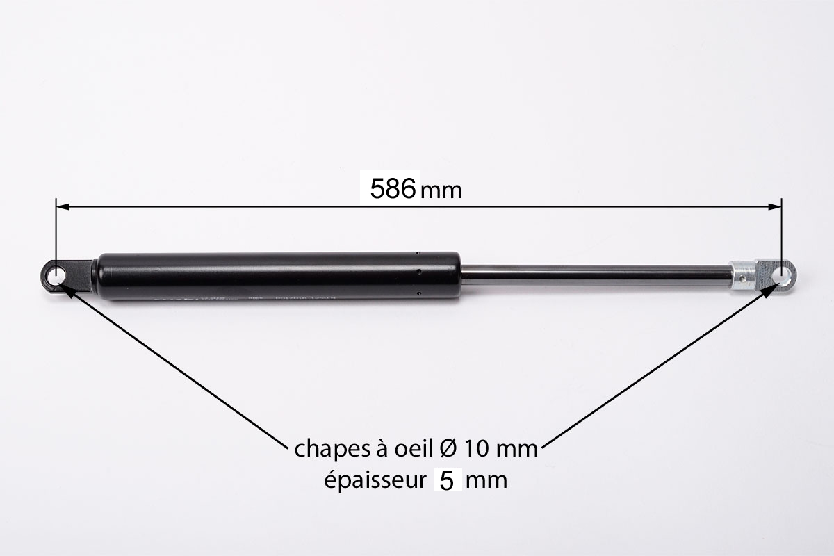 Vérins gaz à oeil 10/10 mm longueur 586 mm - pour lit
