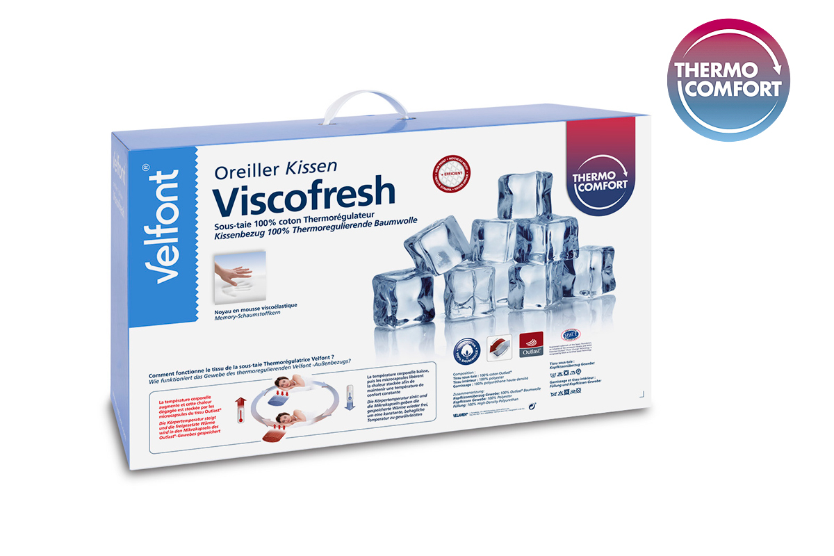 oreiller à mémoire de forme VISCOFRESH MAX thermorégulateur de VELFONT
